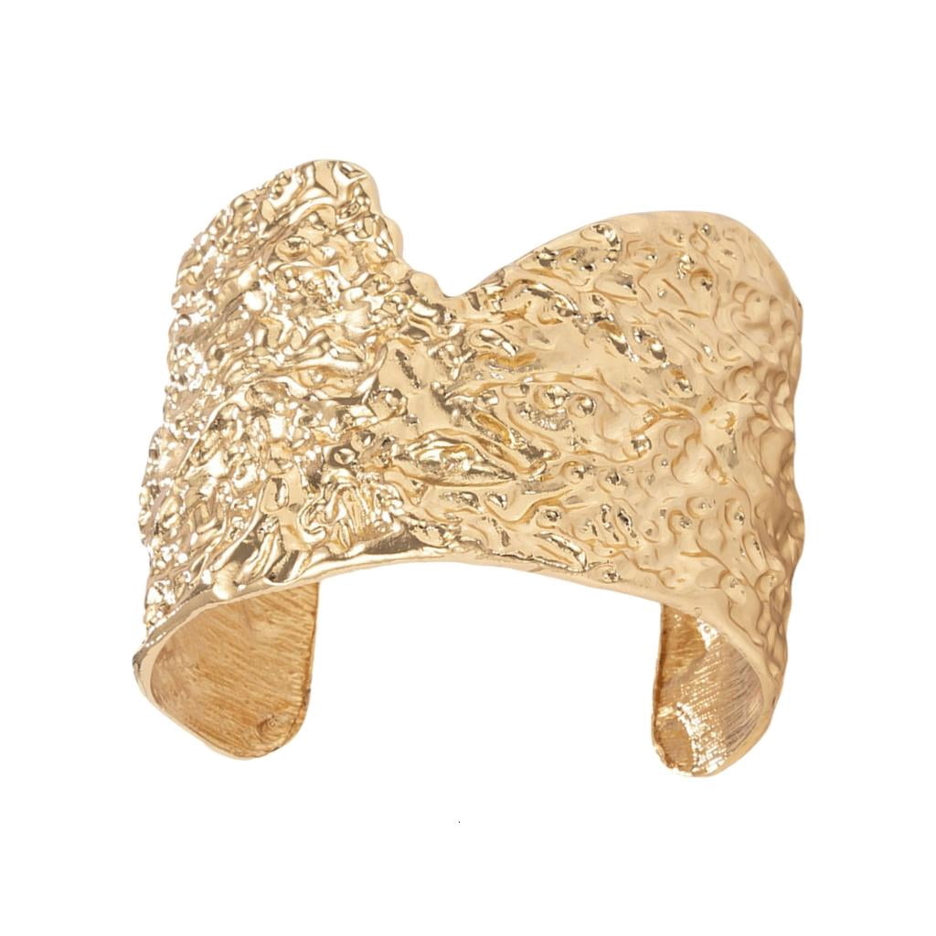 Osdhezcn Urban Style Textured Metal Cuff With Angular V Gaps Unisex ...