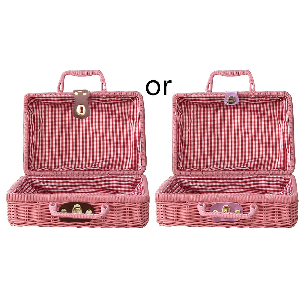 Osdhezcn Vintage Tote Storage for Case with Lid Handwoven Rattan ...