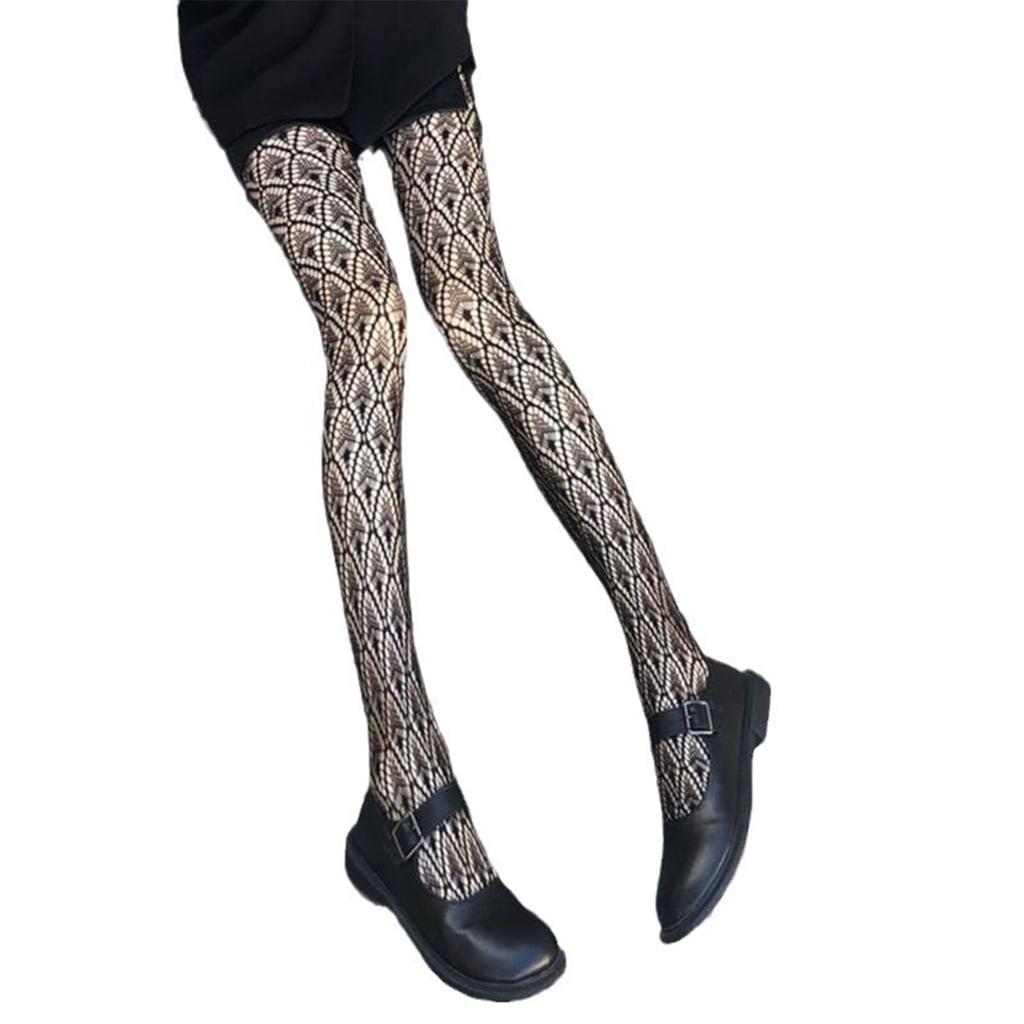 Osdhezcn Women Hollowed See-Through Patterned Fishent Pantyhose ...
