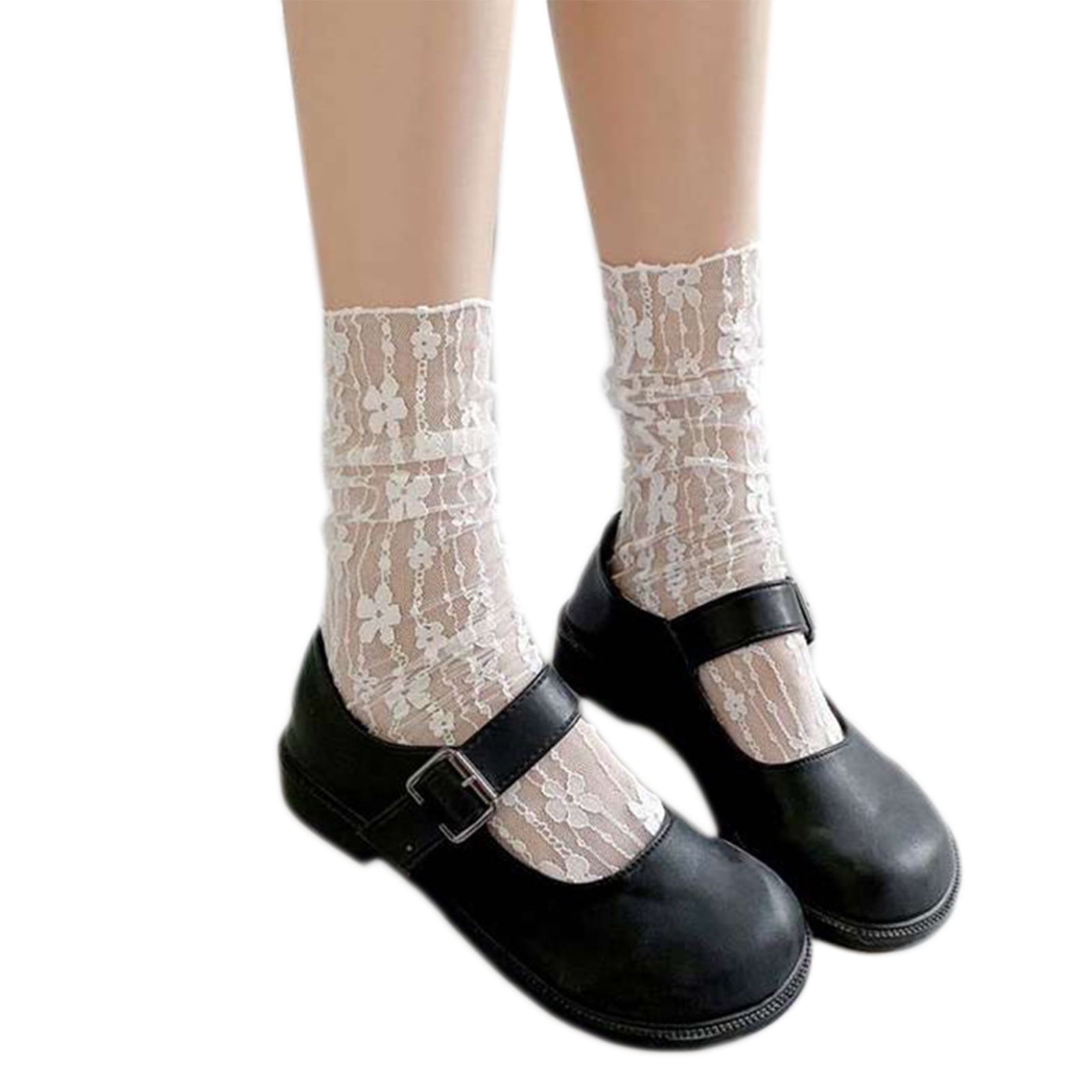 Osdhezcn Women Lolita Preppy Style Retro Floral Summer Mesh Lace Short ...