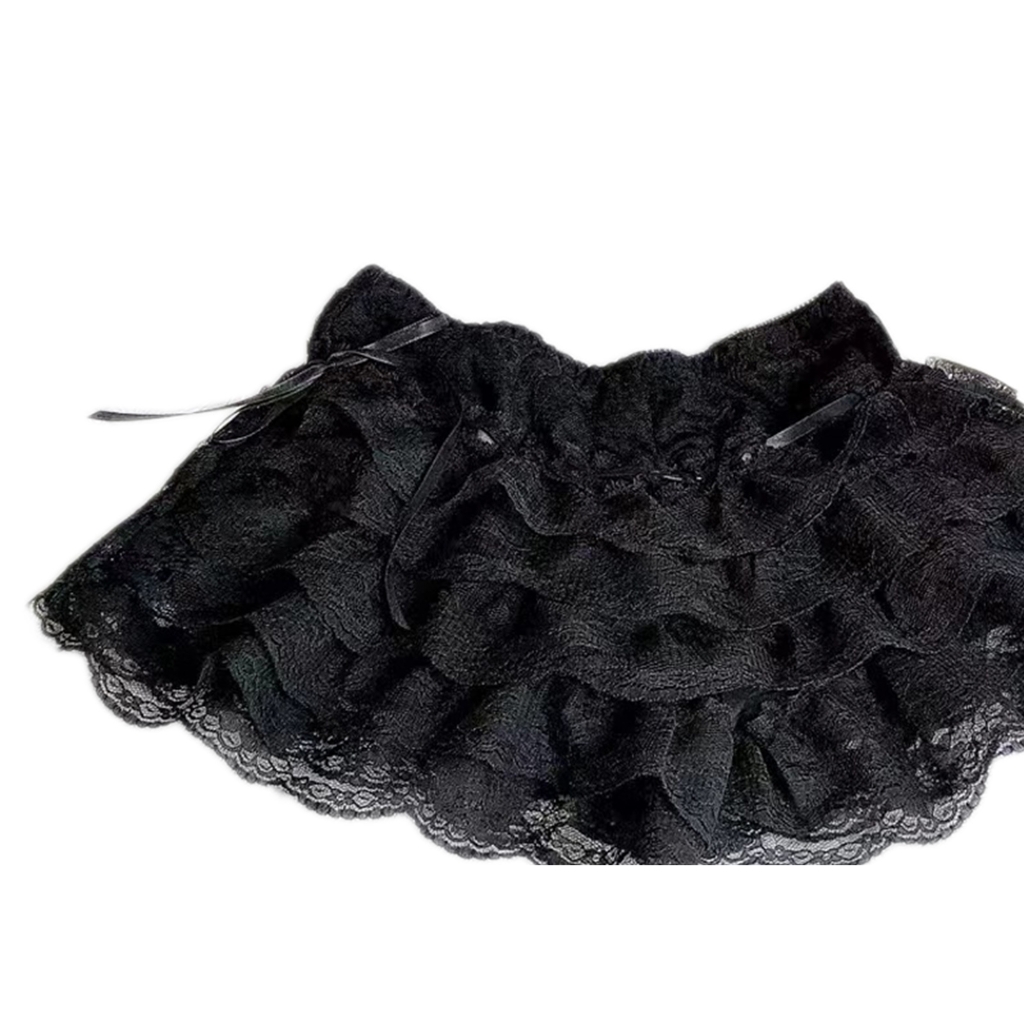 Osdhezcn Women Tiered Ruffle Lace Bloomers Shorts Sweet Bowknot Safety ...