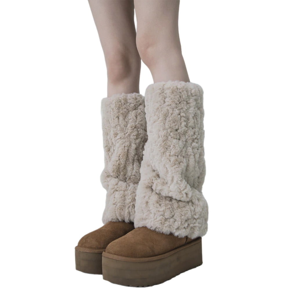 Osdhezcn Womens Furs Leg Warmers Furs Furry Fuzzy Leg Covers Boot ...