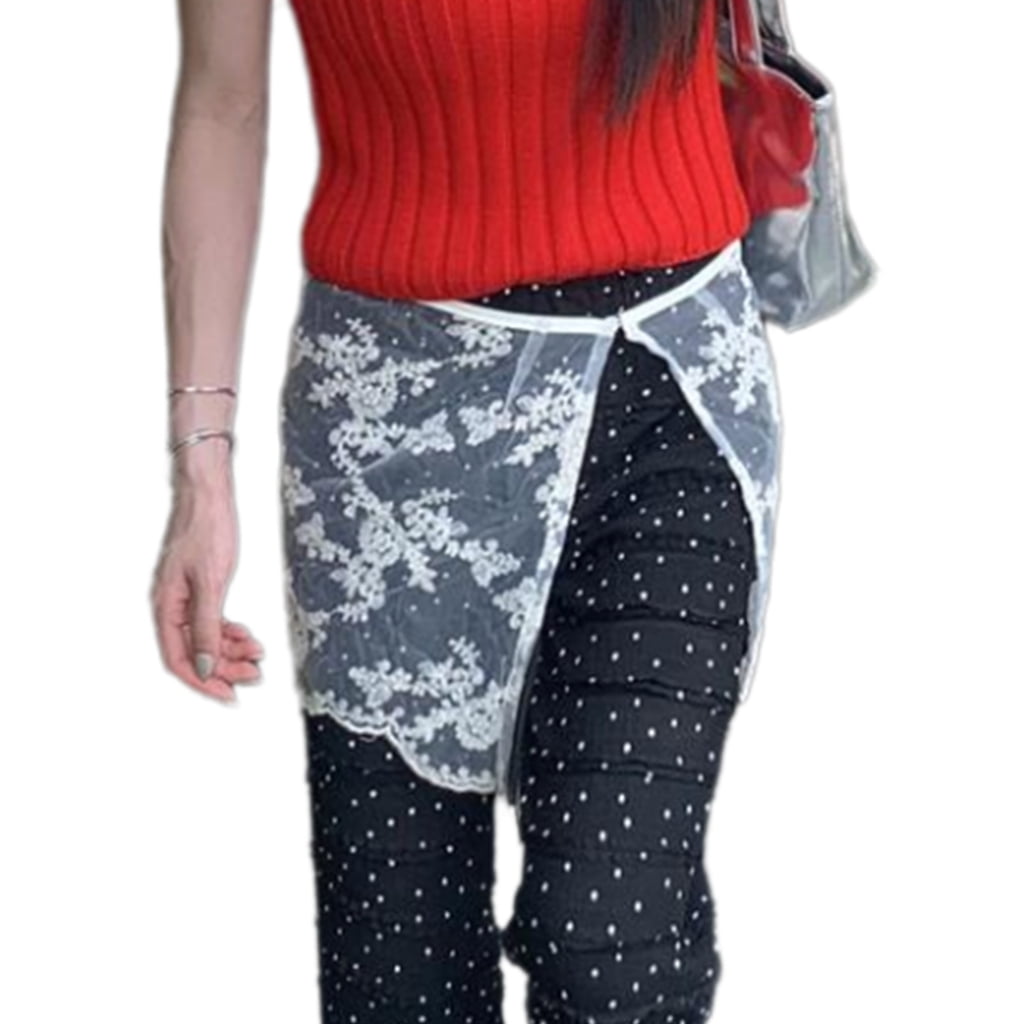 Osdhezcn Womens Sheer Flower Lace Short Skirt Apron Hip Scarf Side ...