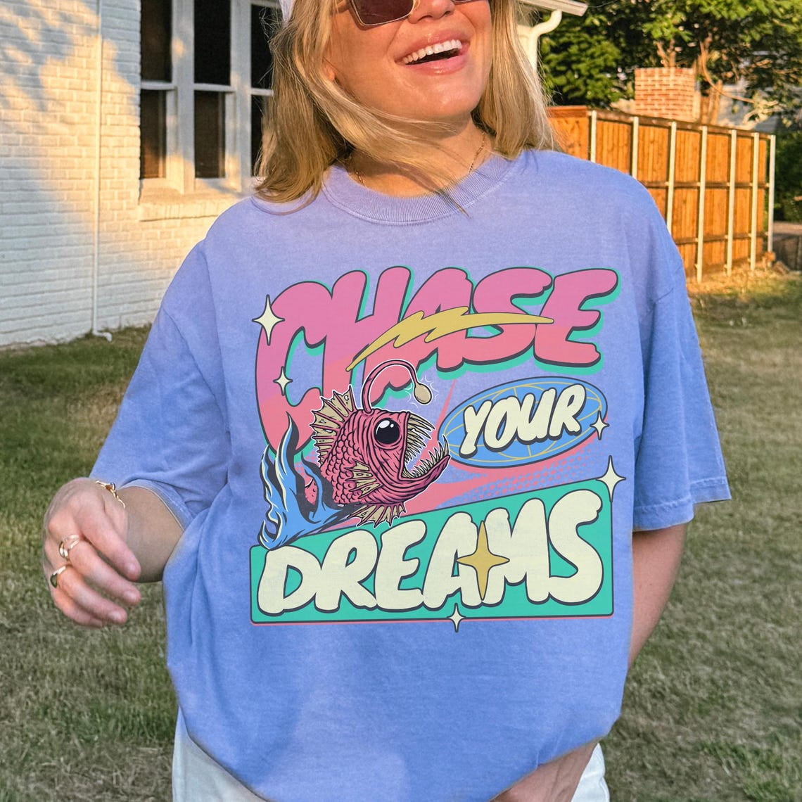 Osec Angler Fish Shirt, Chase Your Dreams Inspirational T-Shirt, Deep ...