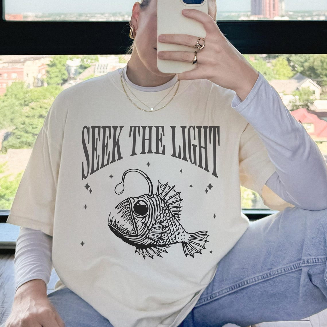 Osec Angler Fish Shirt, Seek the Light Inspirational T-Shirt, Deep Sea ...
