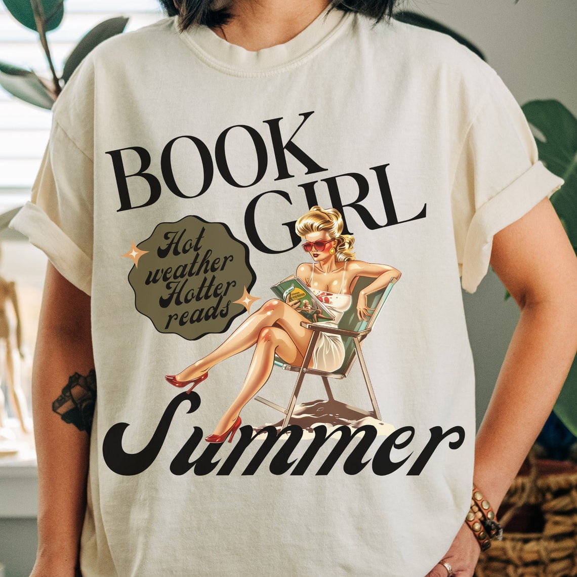Osec Book Girl Summer Shirt, Oversized Beach Shirt, Funny Reading Tee ...