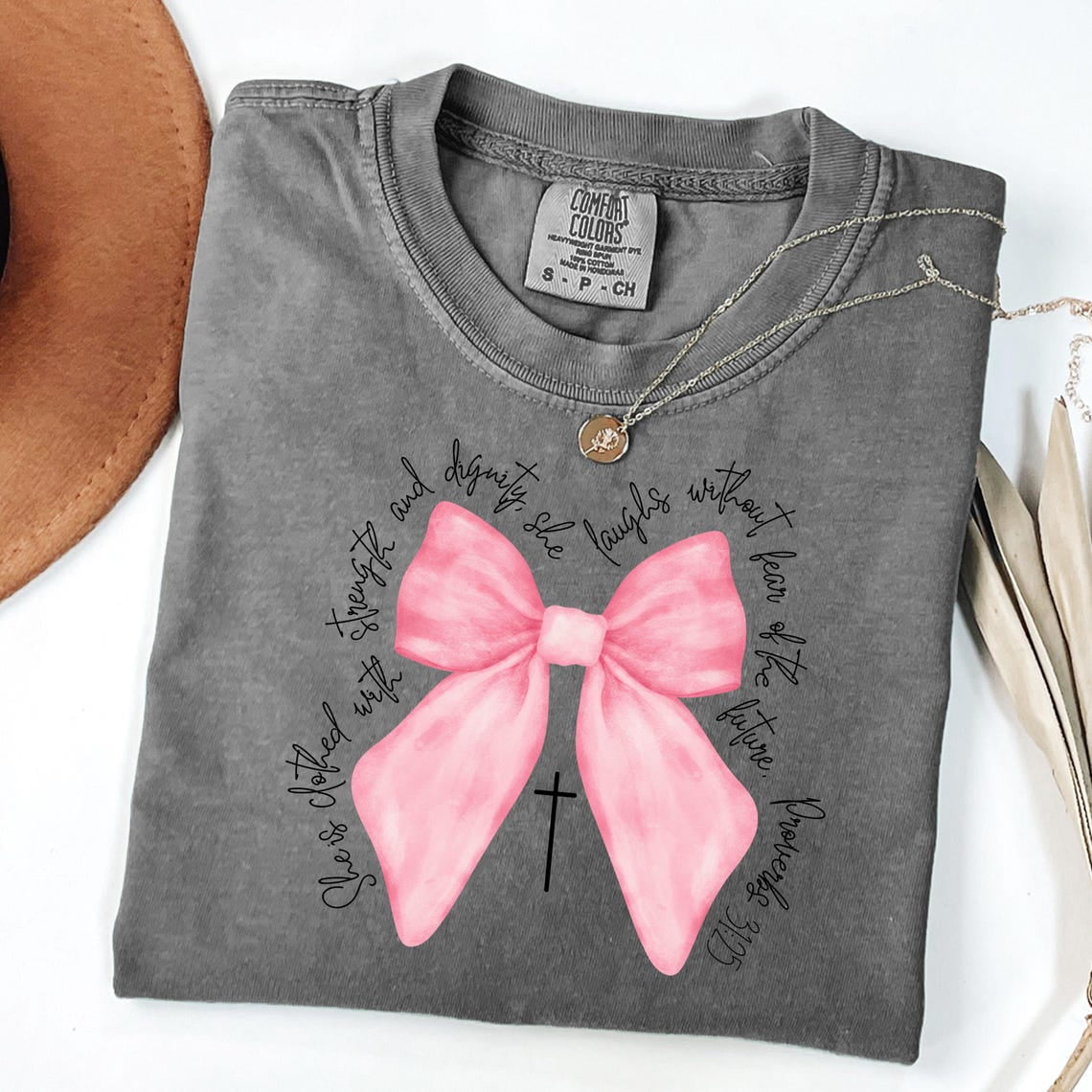 Osec Coquette Christian Shirt, She Is Clothed With Strength and Dignity ...