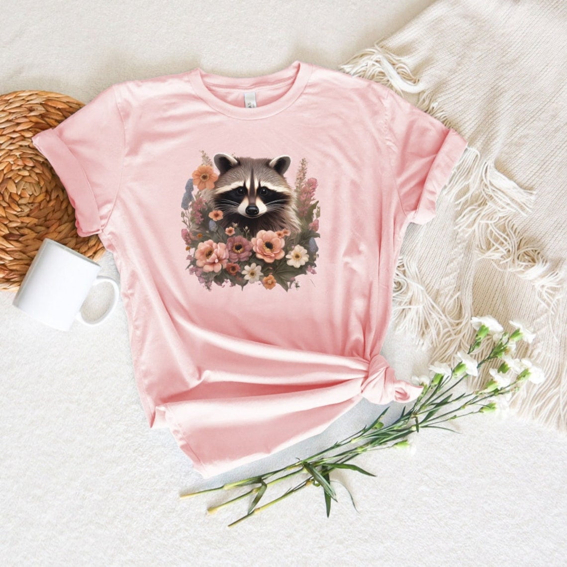Osec Cottagecore Racoon Shirt | Racoon Floral Shirt | Cottagecore ...