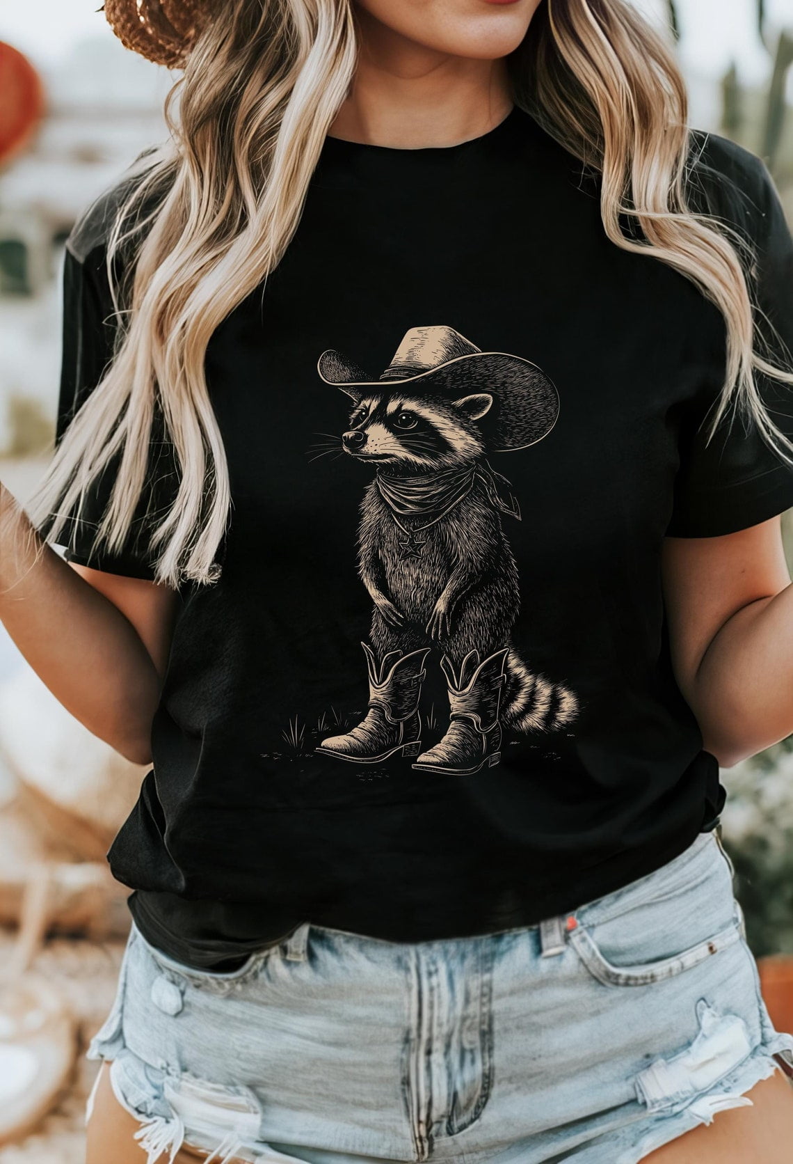 Osec Cowboy Raccoon Shirt Funny Raccoon Tshirt Cowboy Hat Boots Western ...