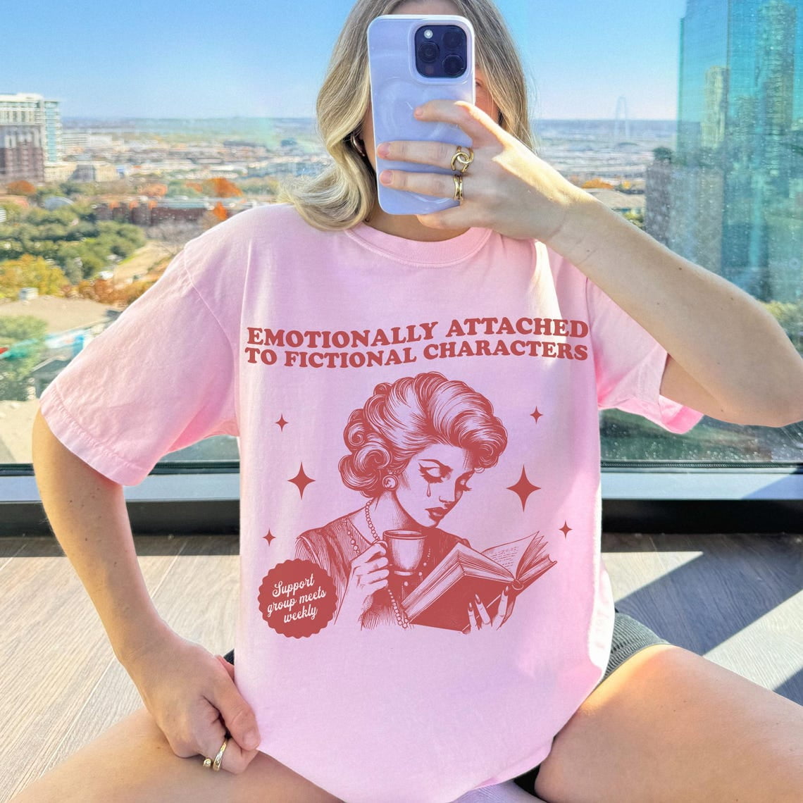 Osec Emotionally Attached to Fictional Characters Retro Bookish Shirt ...