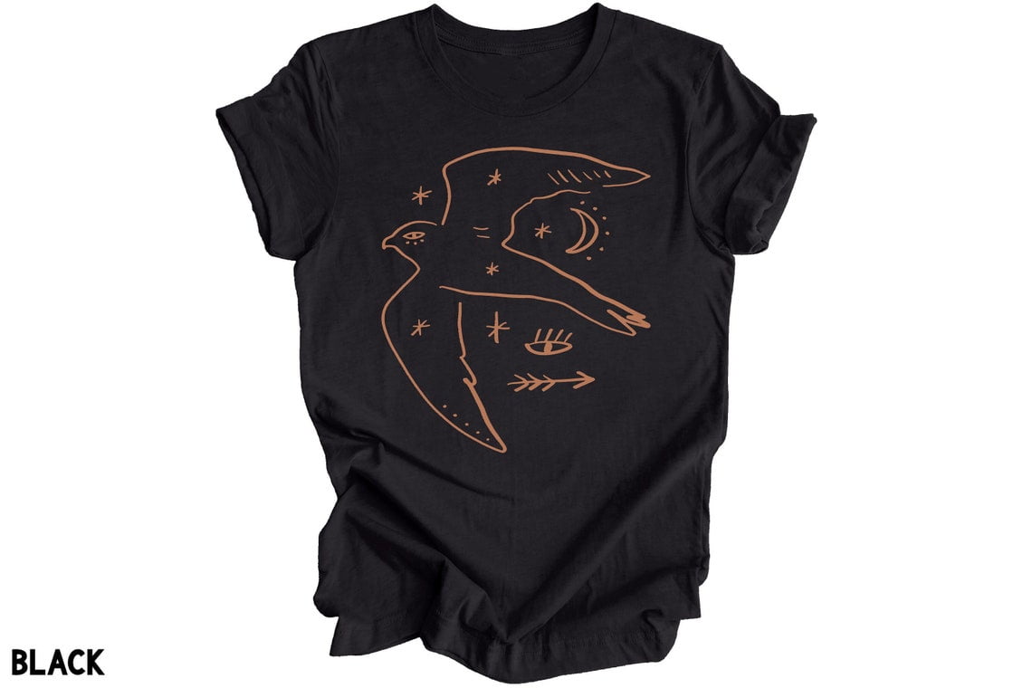 Osec Esoteric Hawk Graphic Tee Hawk Tshirt Sacred Spiritual Bird Shirt ...