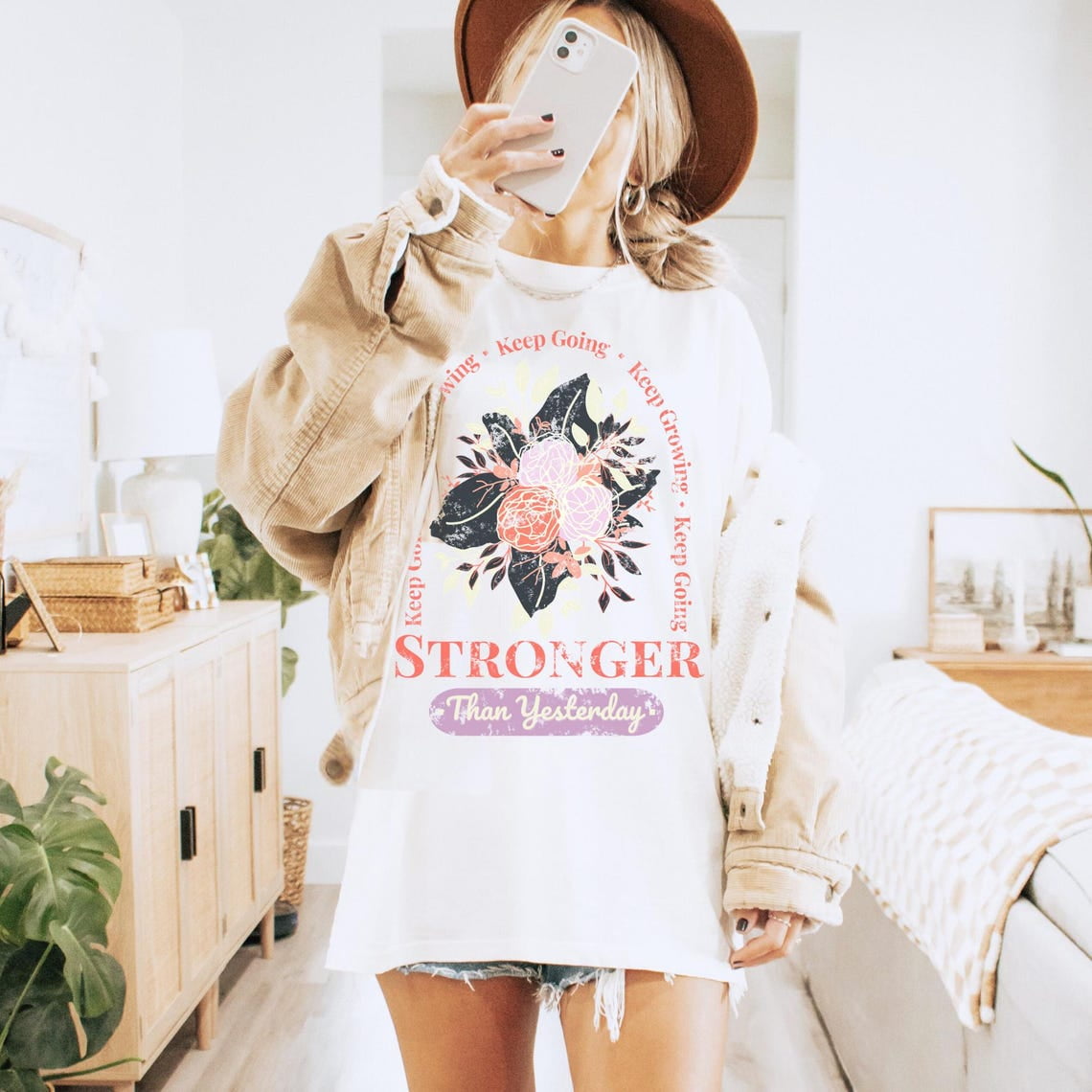 Osec Keep Going Keep Growing Shirt Tee Stronger Than Yesterday Floral ...