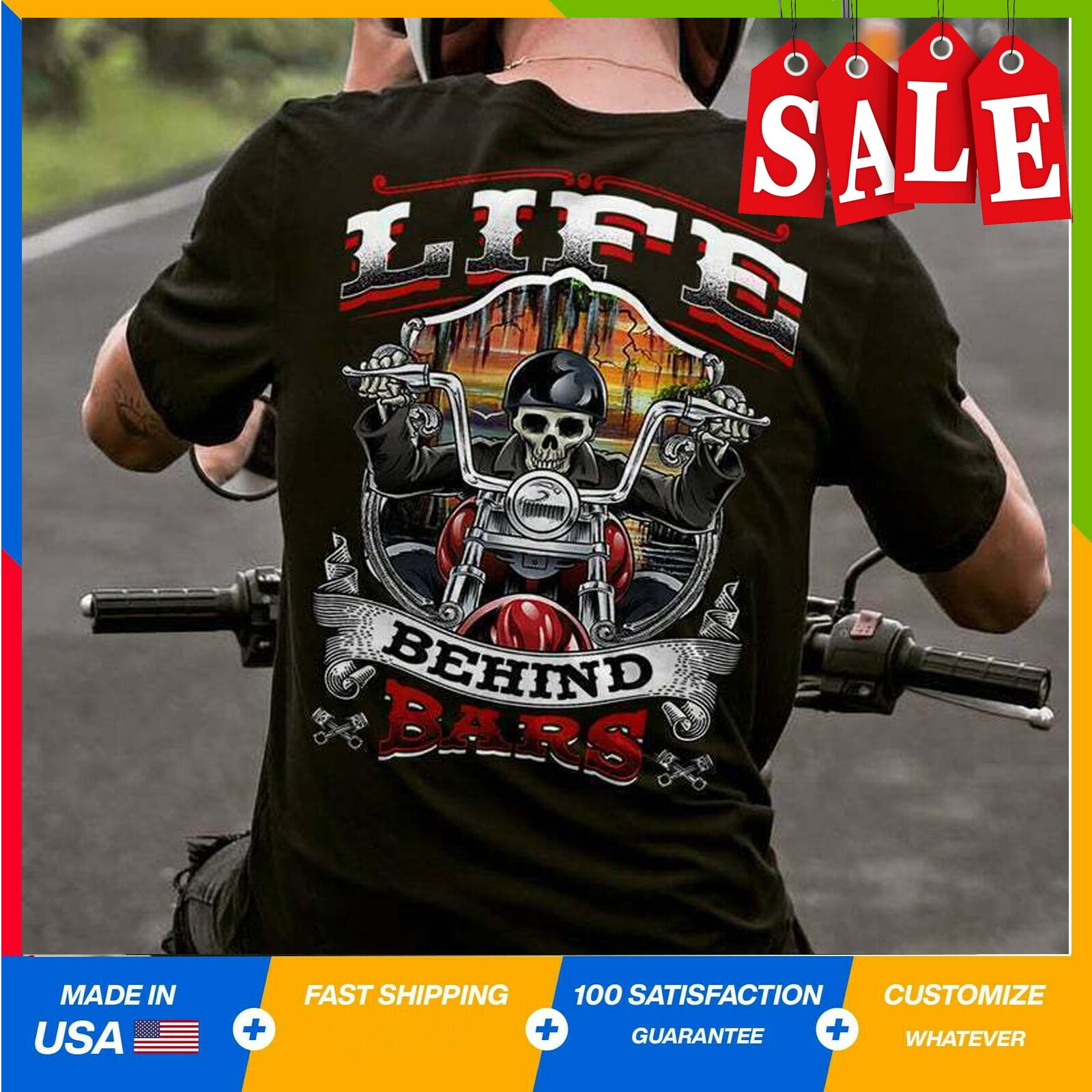 Osec Life Behind Bars Motorcycle Funny Vintage Cool Man Men Father ...