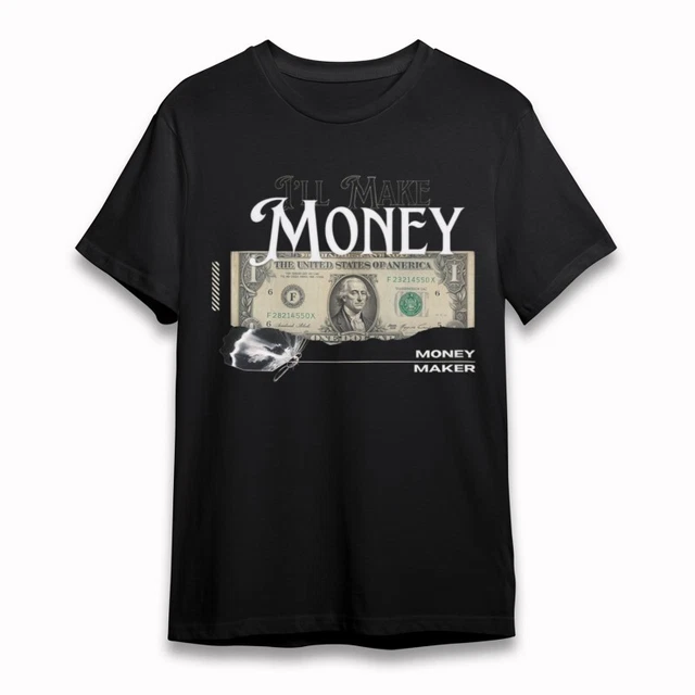 Osec Men'S Classic T-Shirt Make Money Dollar Bill Art With Glowing ...