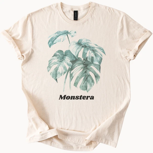 Osec Monstera Leaf Graphic Tee Tropical Plant Shirt Nature Aesthetic ...