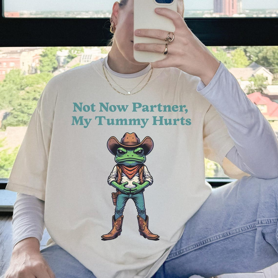 Osec Not Now Partner My Tummy Hurts Shirt, Cowboy Frog IBS Lactose ...