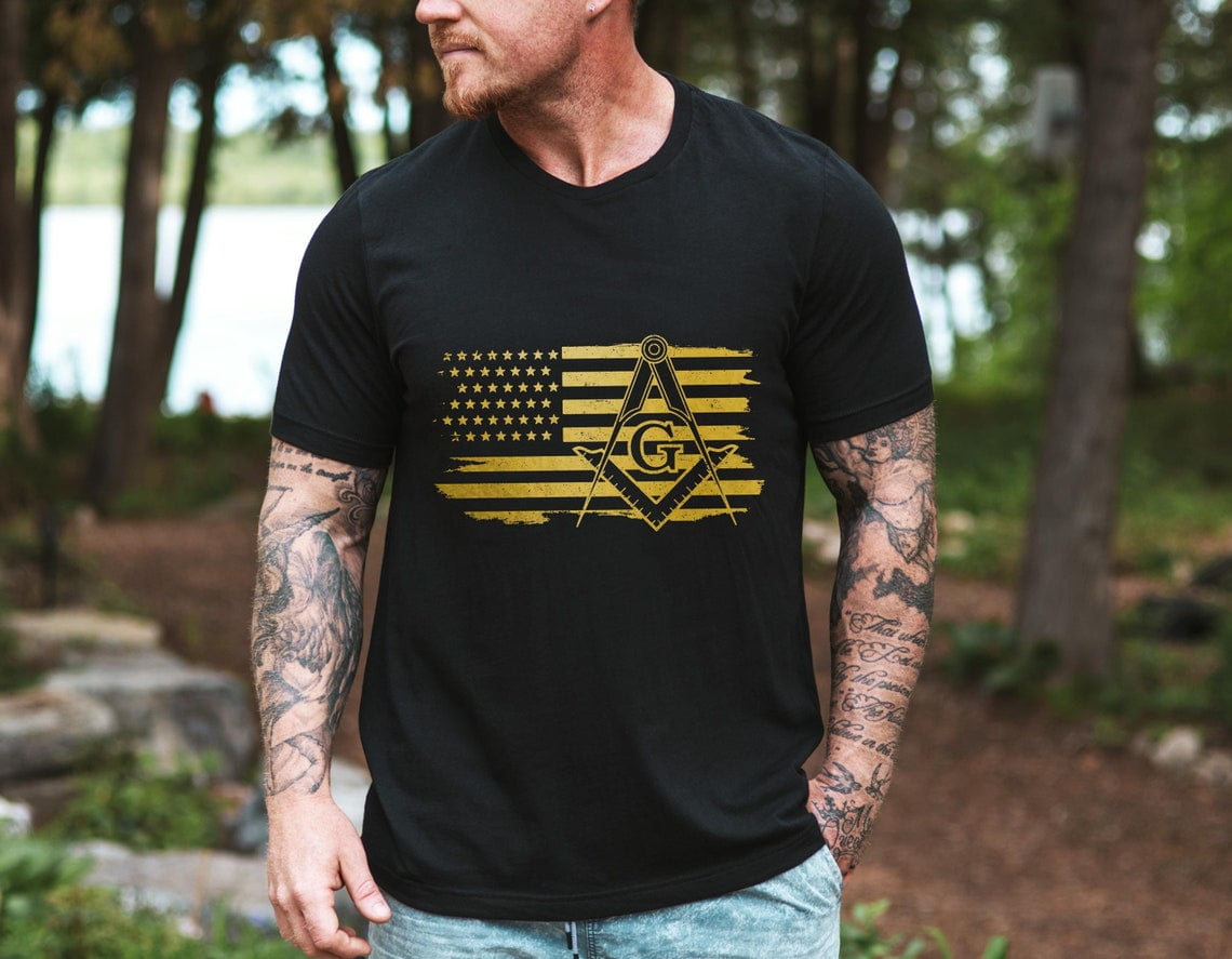 Osec Patriotic Mason Masonic Shirt American Flag Square & Compass ...