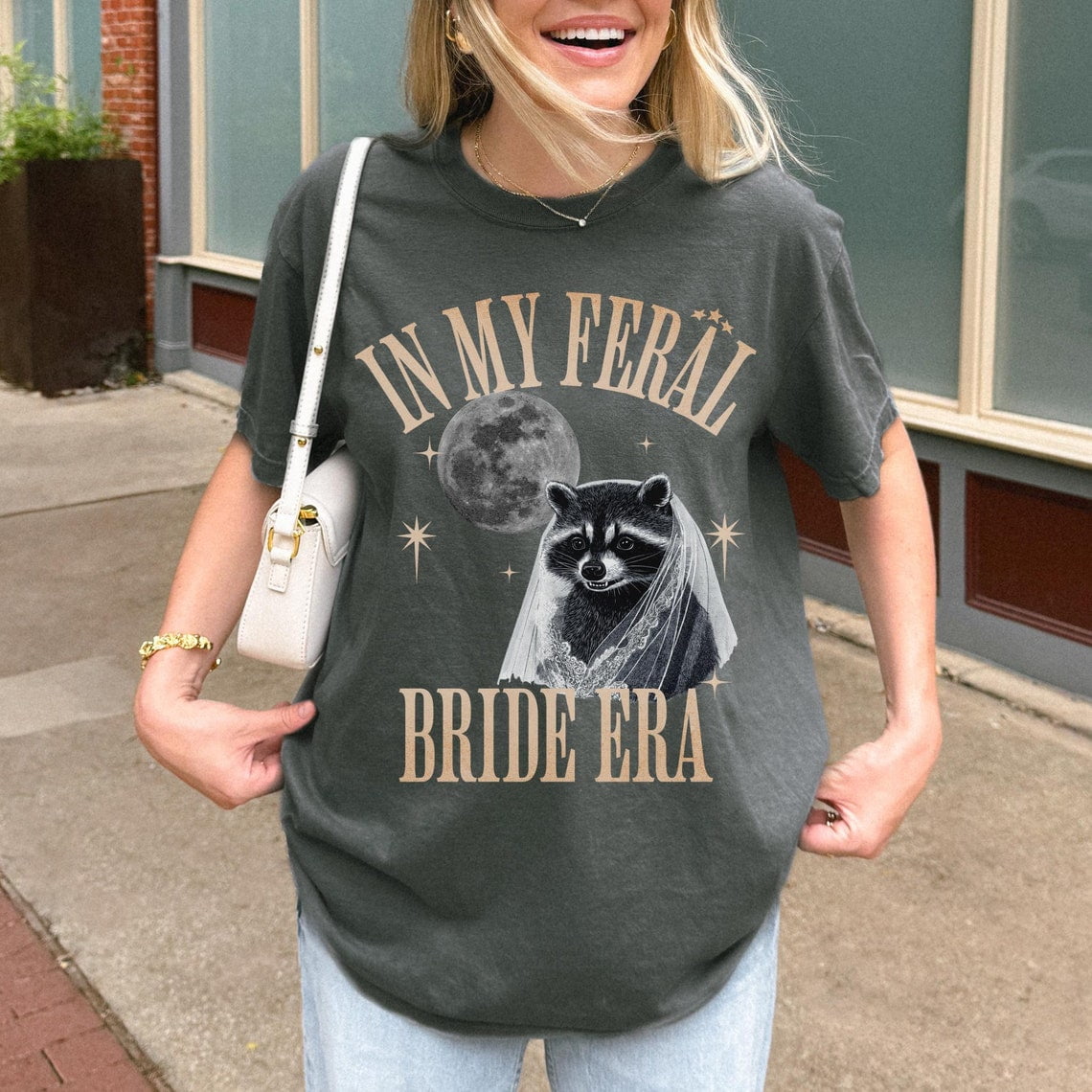 Osec Retro In My Feral Bride Era Raccoon Shirt, Funny Bride TShirt ...