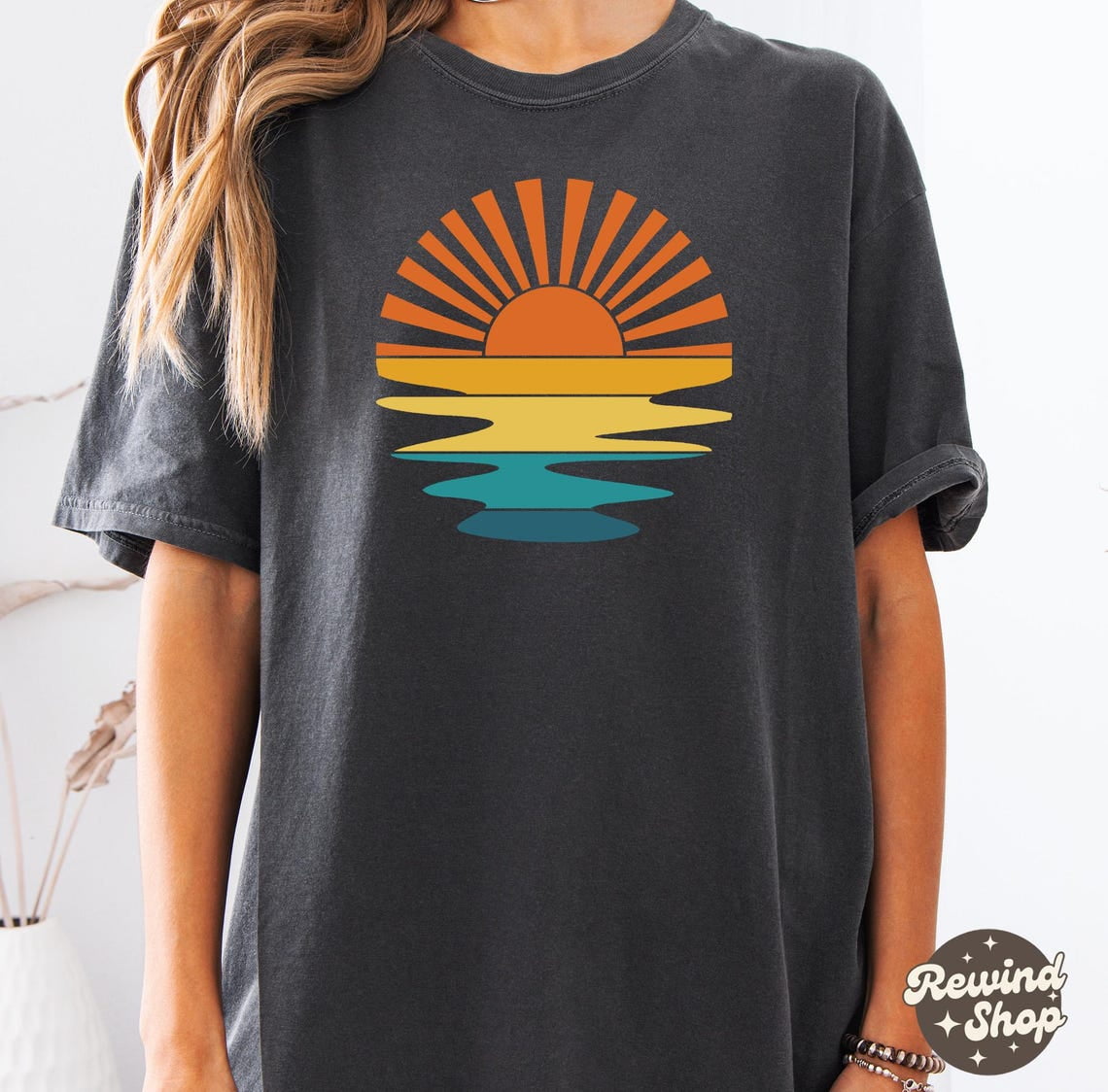 Osec Retro Sunset Rays Wavy T Shirt, Sunshine Tshirt, Summer Vintage ...