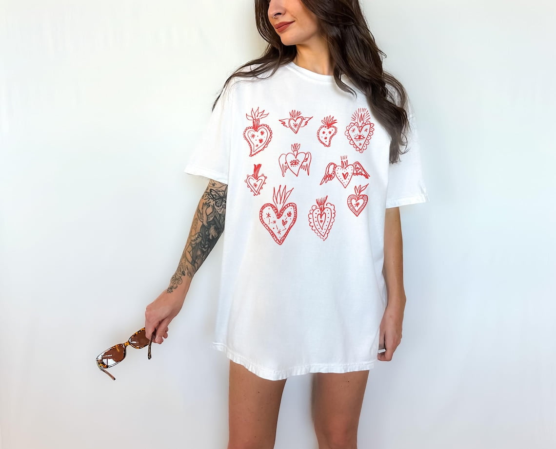 Osec Sacred Heart Shirt, Goth Girl TShirt, Flaming Heart, Gothic ...