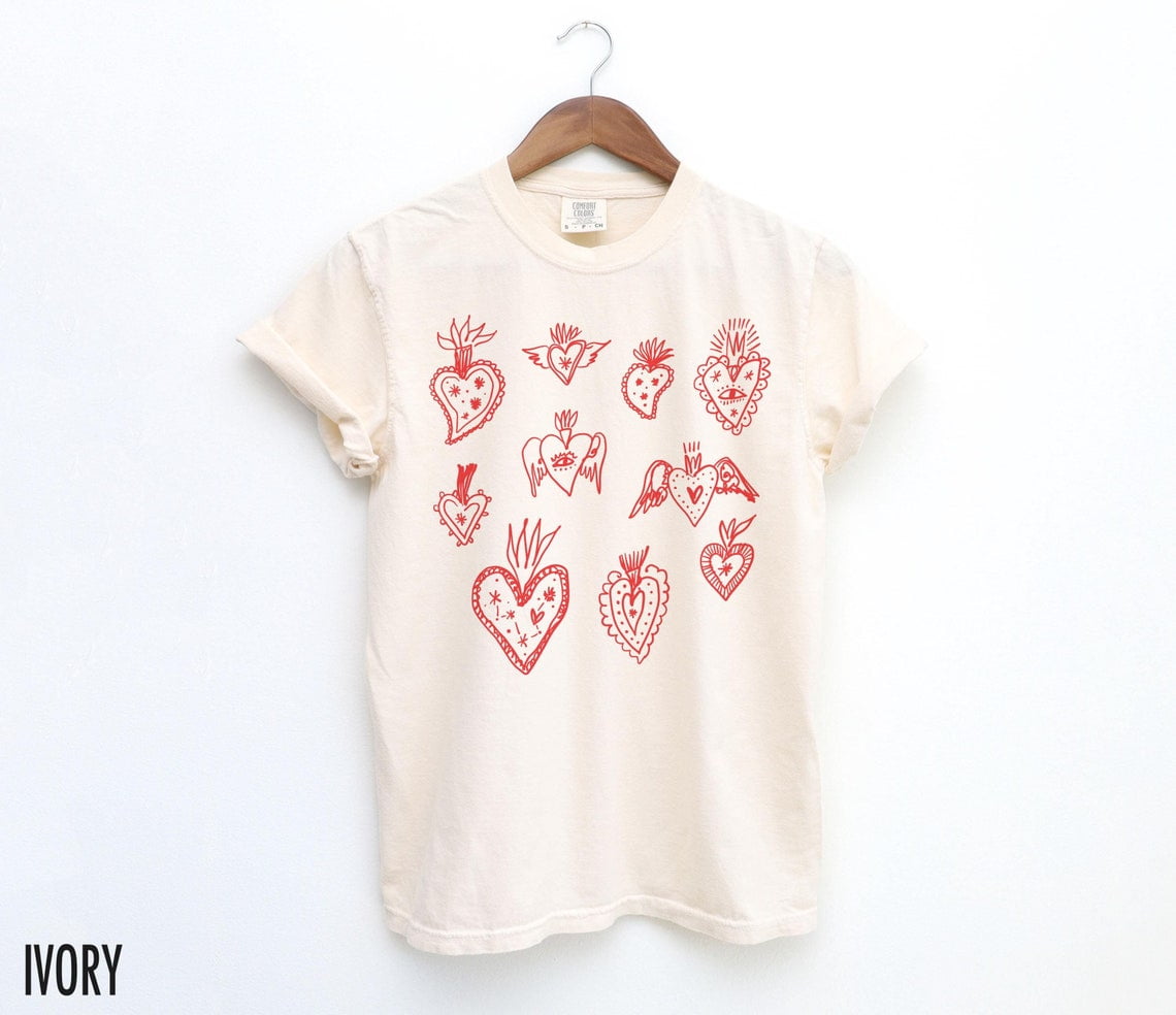 Osec Sacred Heart Shirt, Goth Girl TShirt, Flaming Heart, Gothic ...