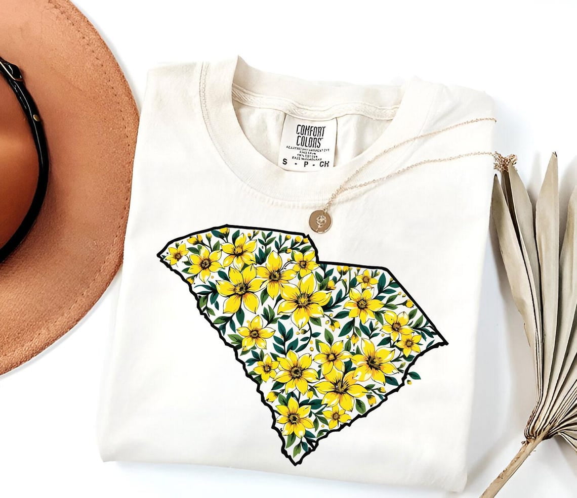 Osec South Carolina Floral Map Shirt | SC State Tee | South Carolina ...