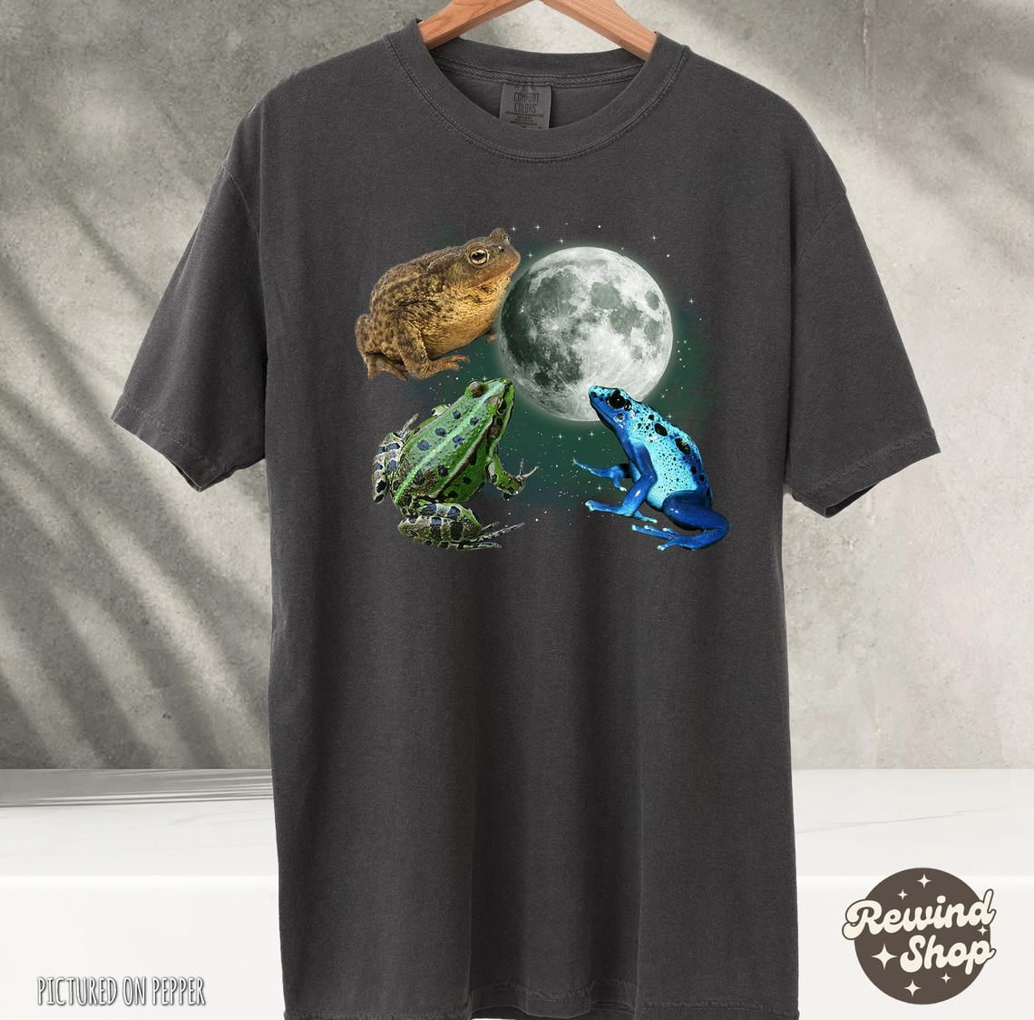Osec Three Frogs Moon Vintage T-shirts, Retro Toads Graphic Tshirt ...