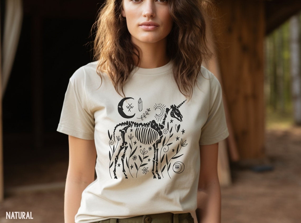 Osec Unicorn Skeleton Shirt Eclectic Bohemian Graphic Tee Ancient ...