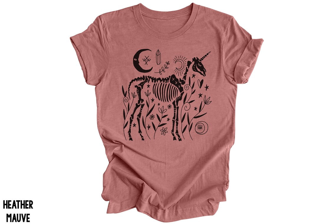 Osec Unicorn Skeleton Witchy Shirt Witchcraft Dark Esoteric Graphic Tee ...