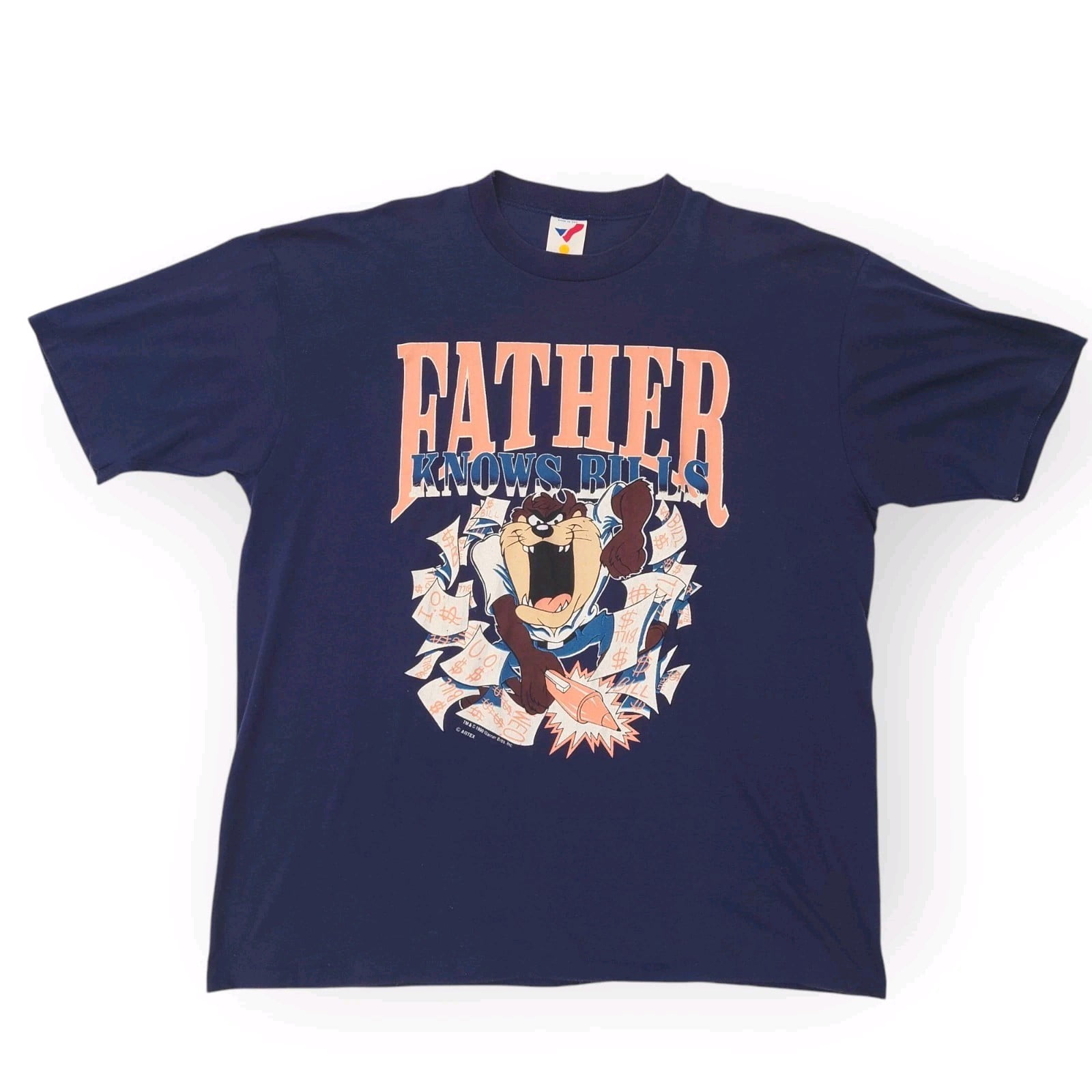 Osec Vintage 90s T Shirt L FATHER KNOWS BILLS TAZ Tasmanian Devil ...