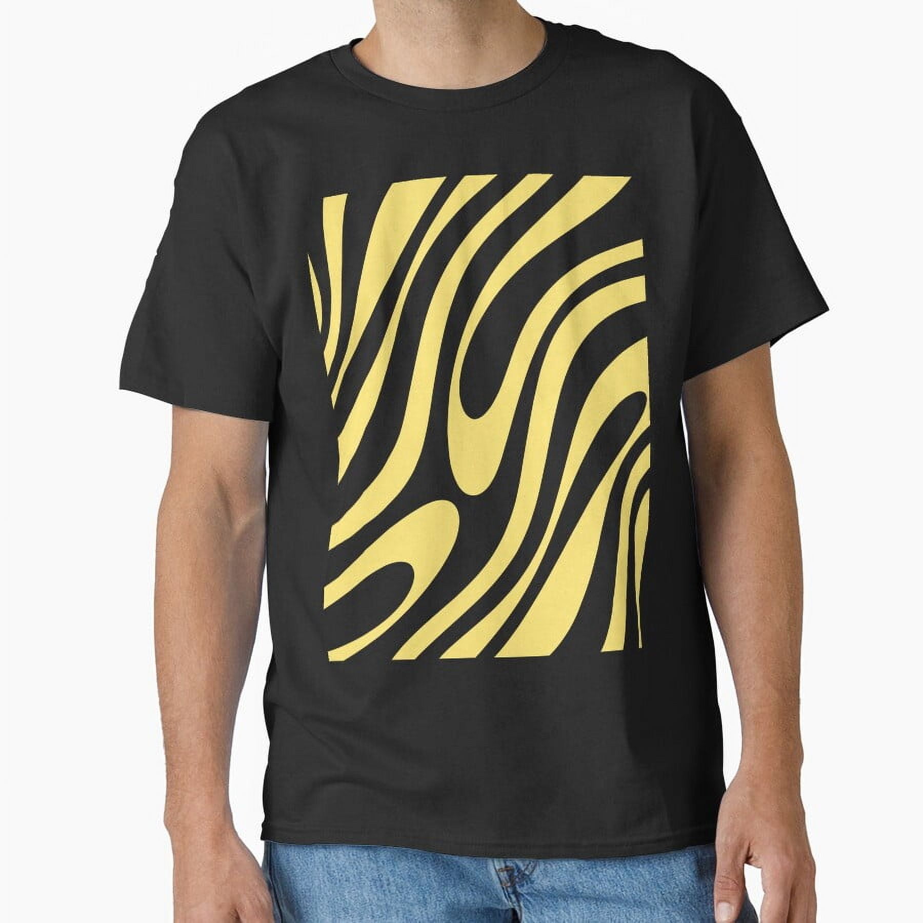 Osec Wavy Loops Retro Abstract Pattern In Yellow Classic T-Shirt, Retro ...