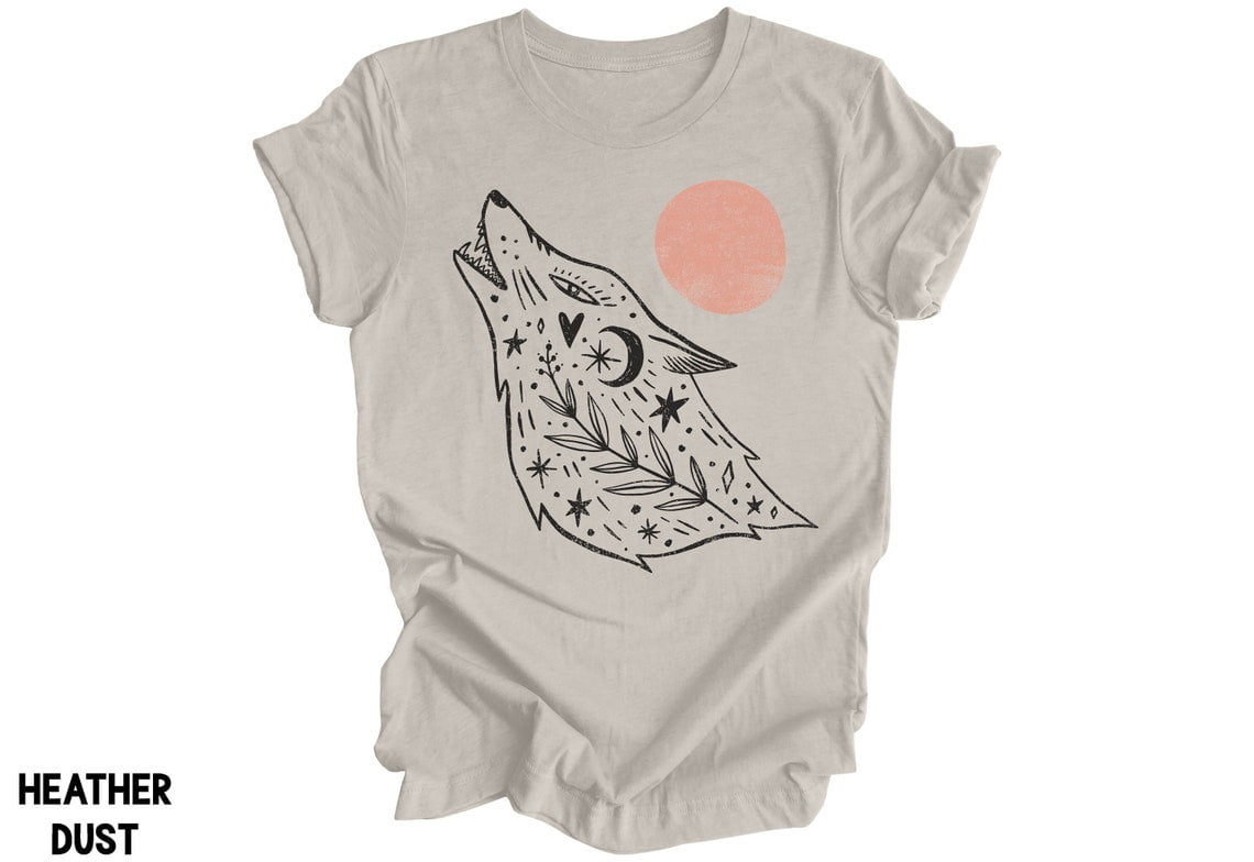 Osec Wolf Tshirt Howling Wolf Graphic Tee Boho Wolf Shirt Bohemian ...