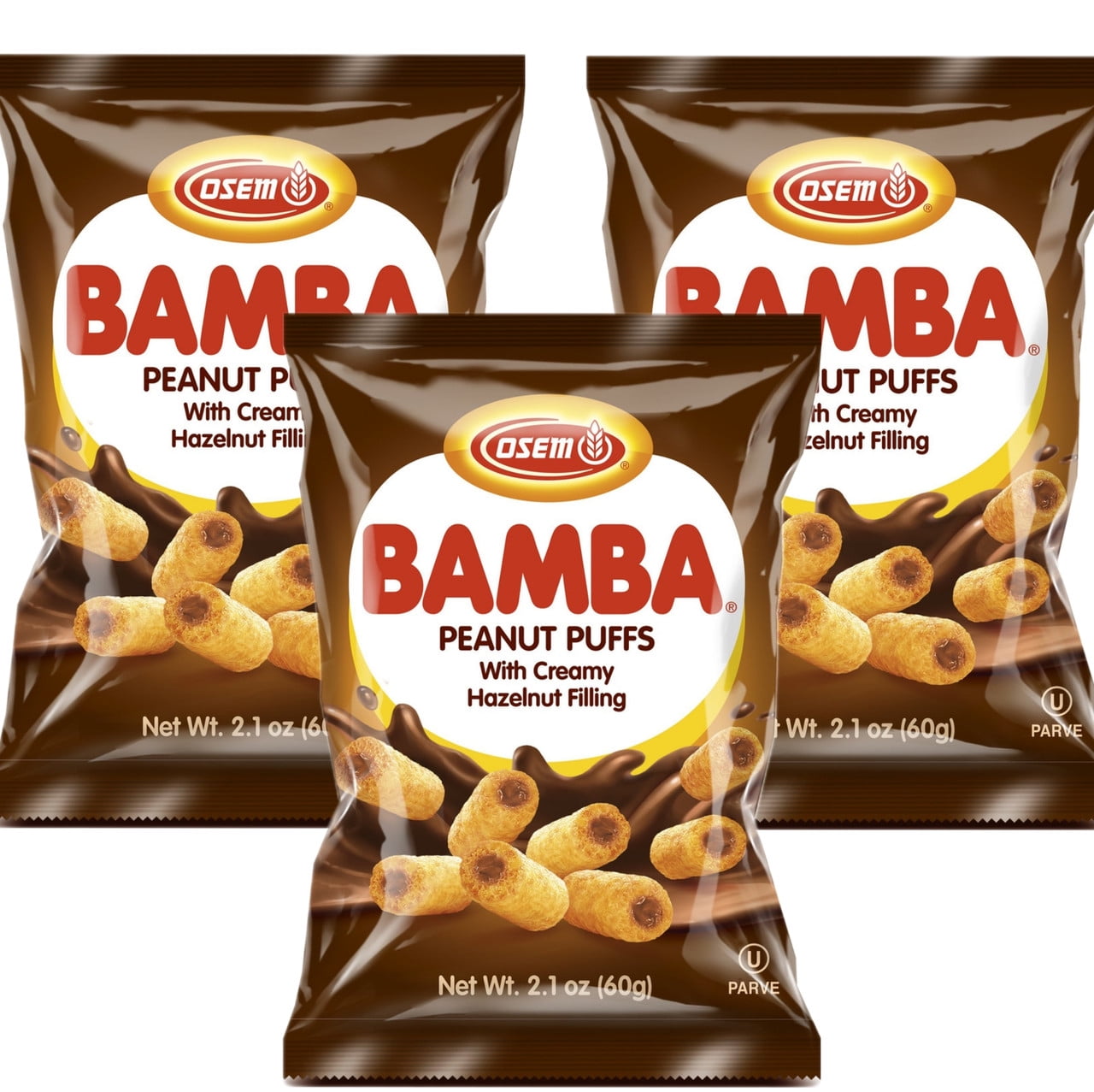 Osem Bamba Hazelnut Cream Peanut Butter Puffed Snacks Corn Puffs, 2.1 ...