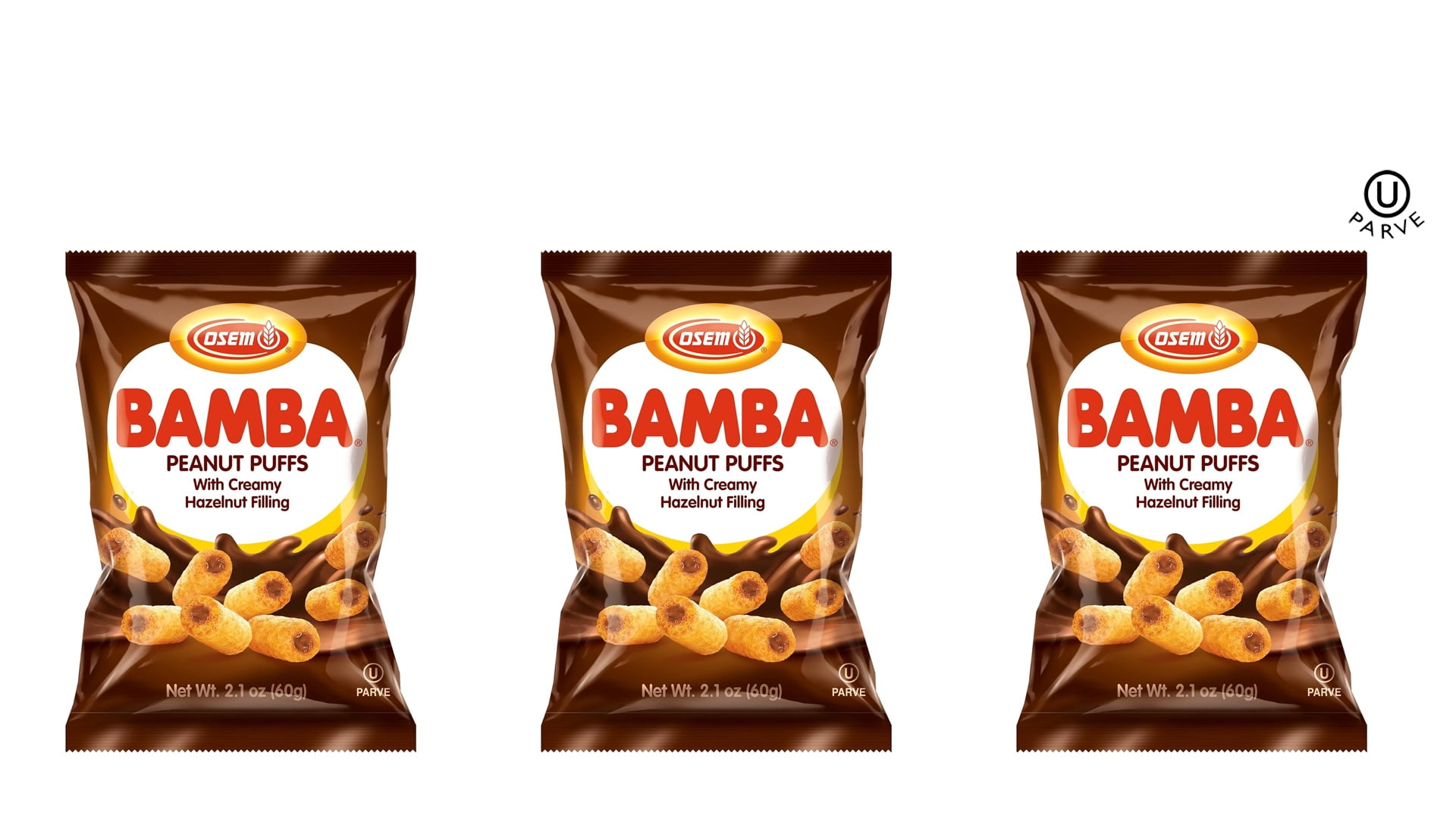 Osem Bamba Peanut Butter Puffs With Creamy Hazelnut Filling 2.1oz, OU ...