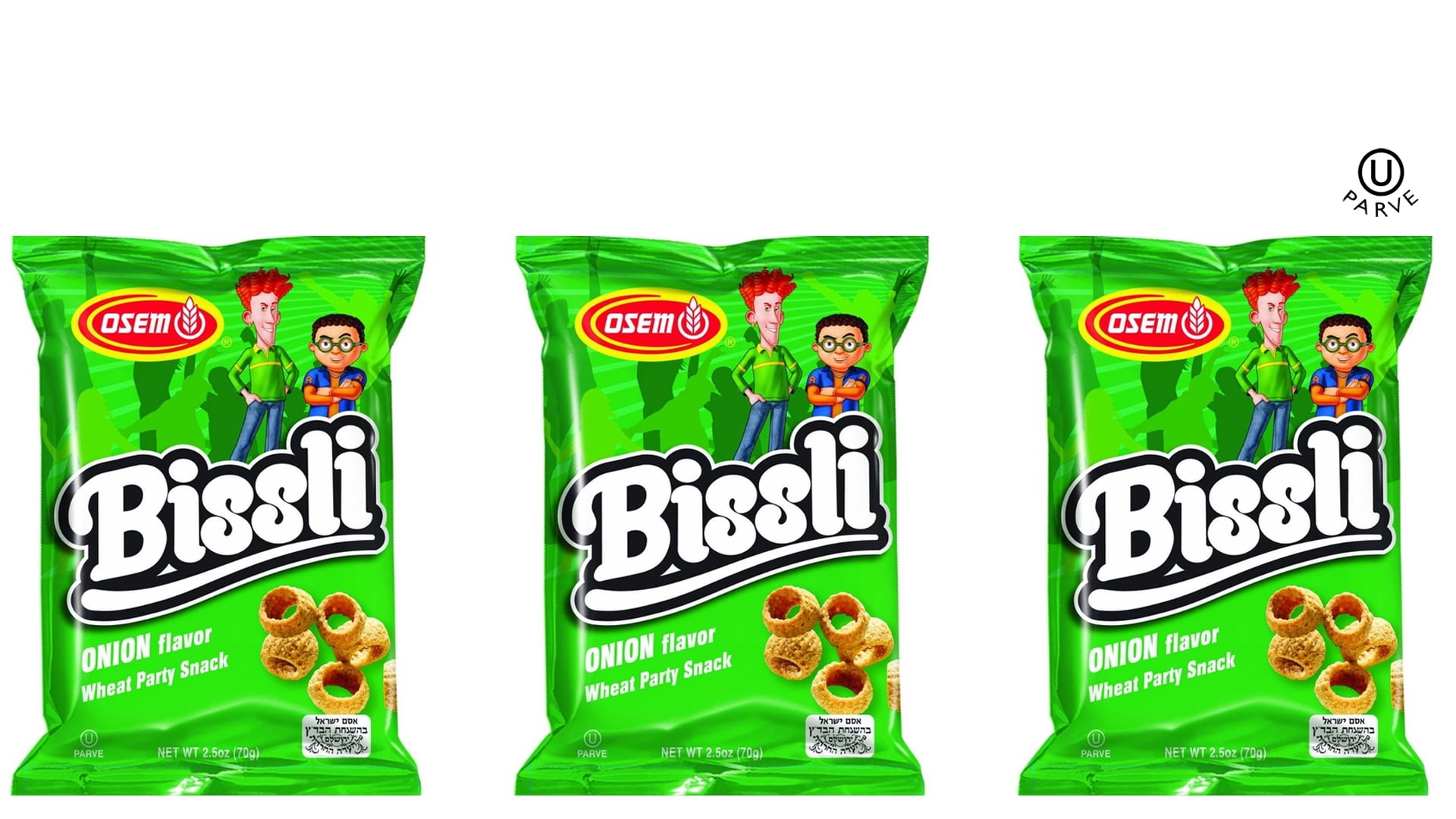 Osem Bissli Onion Flavored Wheat Snacks 2.5oz, OU Kosher, Parve, 3 Pack ...