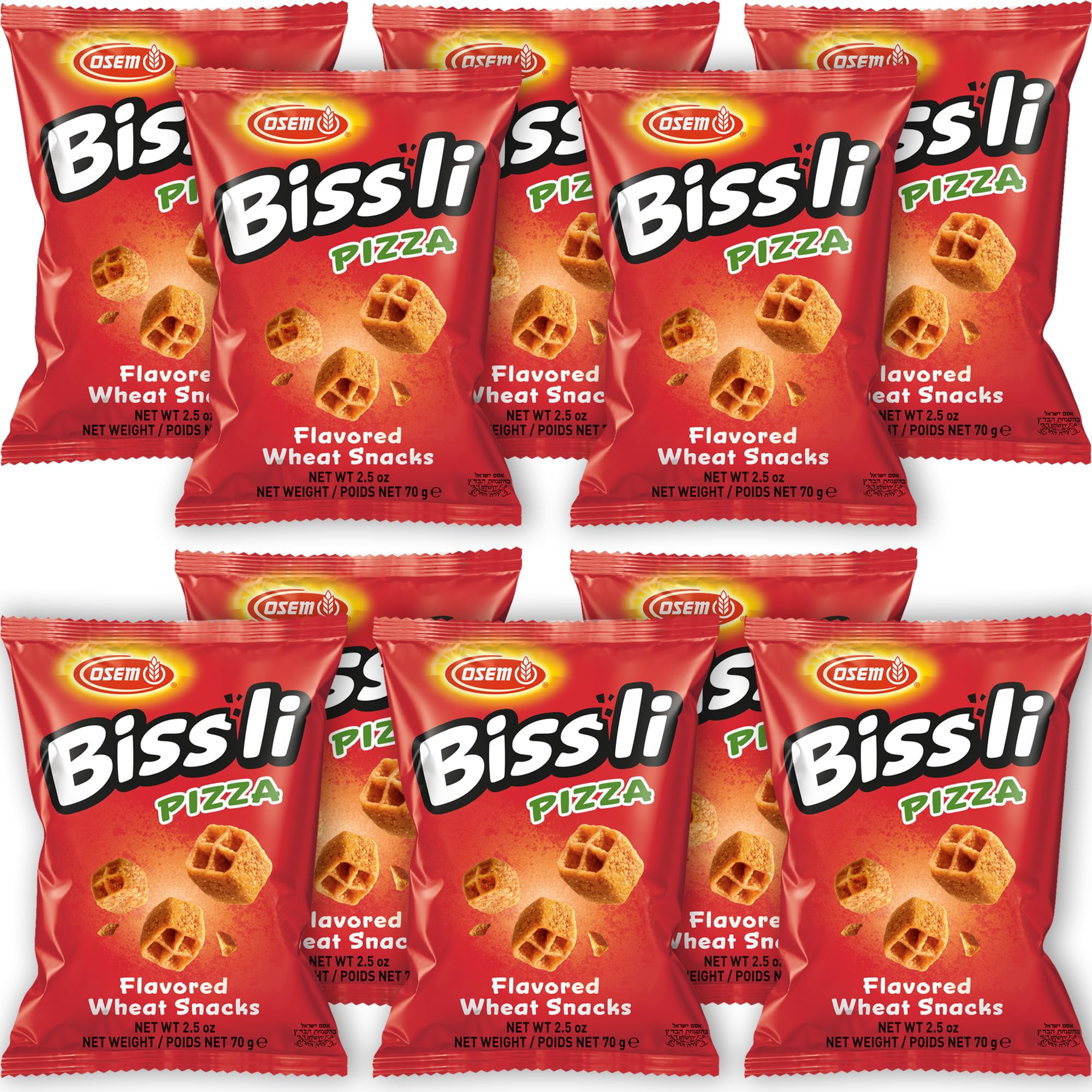 Osem Bissli Pizza Flavored TMA2 Wheat Snacks, 2.5oz Bags (Pack of 10 ...