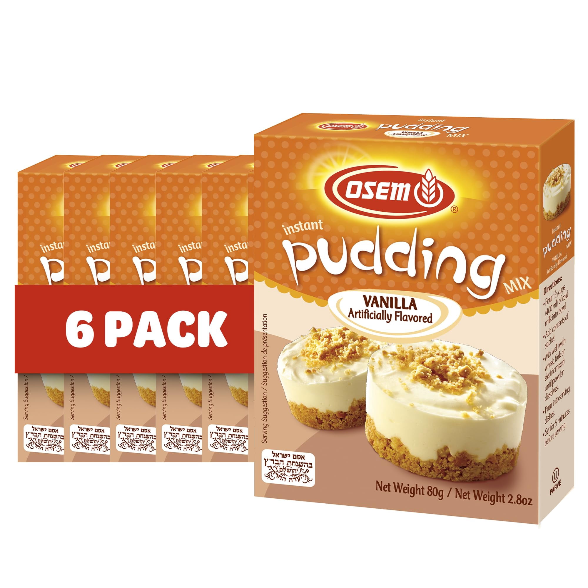 Osem Instant Pudding Vanilla GGA1 Flavor - 2.8 Oz (Pack of 6) Only 80 ...