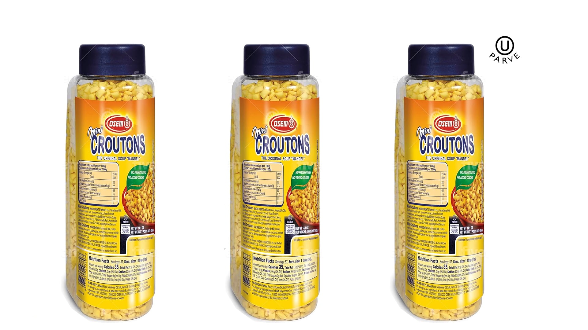 Osem Mini Croutons, Original Mini Mandel, 14.1 Oz, OU Kosher Parev, 3 ...