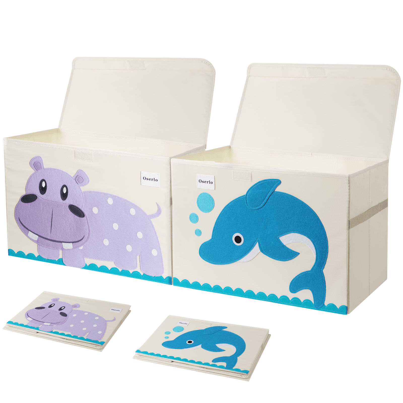 Oserlo 2PCS Toy Box Storage Organizer Chest with Lid and Handles, Kids ...