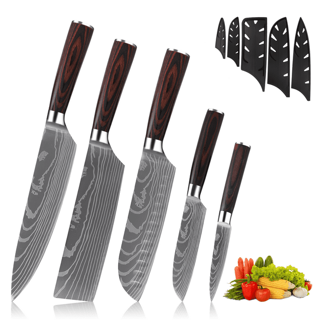 Oserlo 5 Piece Japanese Chef Knife Set, High Carbon Stainless Steel ...