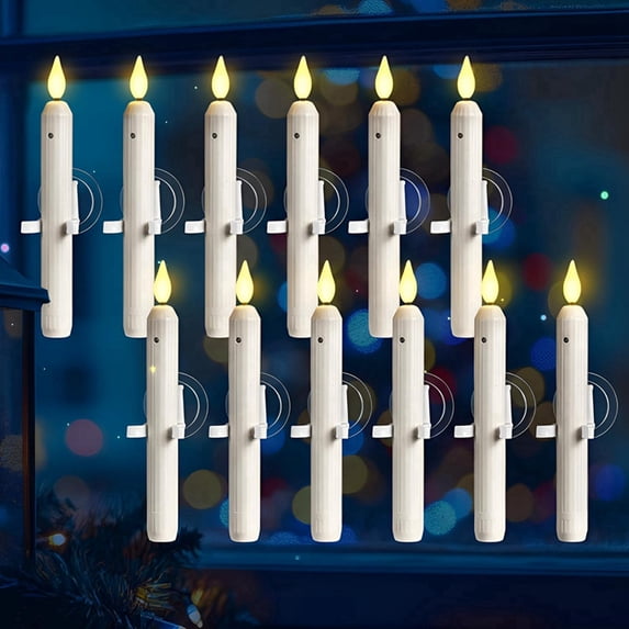 Osfvolr 12 Sets Window Candles with Sensor Dusk to Dawn Christmas ...