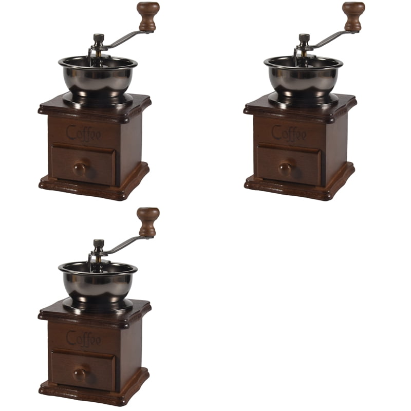 Osfvolr 3X Manual Coffee Grinder Wood / Metal Hand Mill Spice Mill ...