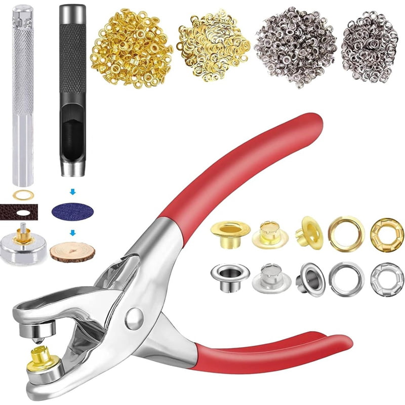Osfvolr Eyelets Grommet Tool Kit, 1205 Pieces, 1/4 Inch Gold and Silver ...