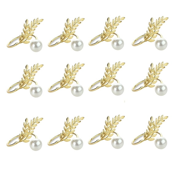 Osfvolr Gold Napkin Rings, Metal Wheat Ear Pearl Shaped Napkin Rings ...