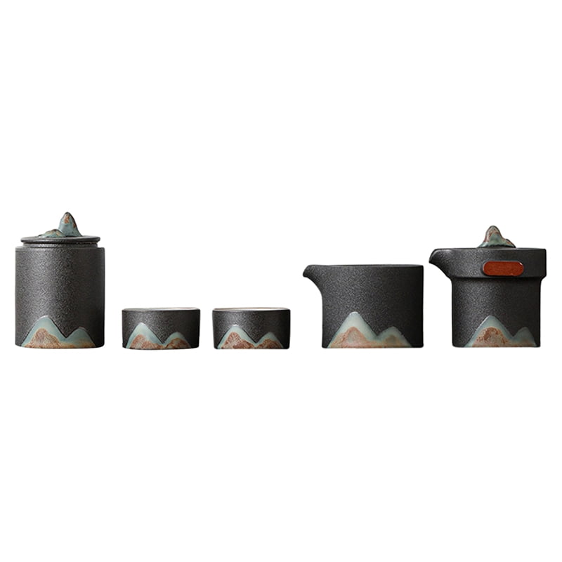 Osfvolr Japanese Hand-Painted Mountain Tea Set Kit Vintage Coarse ...