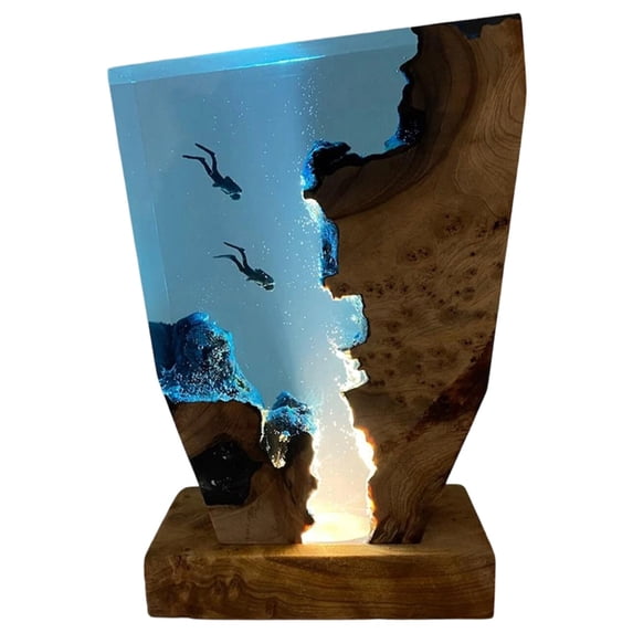 Osfvolr Resin LED Ocean Surfing Night Lights Handmade Wooden Resin ...