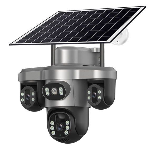 Osfvolr T12B Solar-Powered WiFi 3-Lens 3-View 3 Lens Rotatable Wireless ...