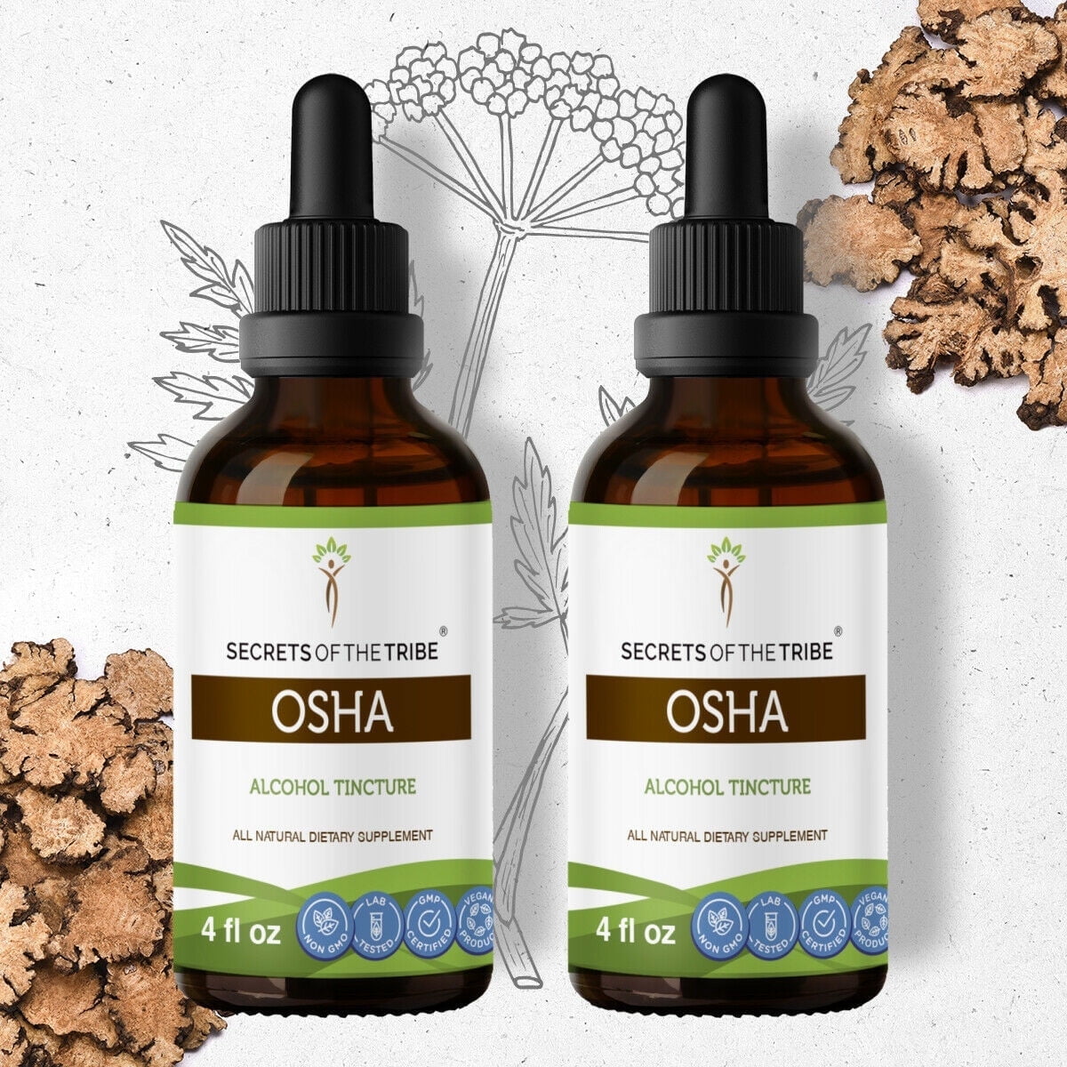 Secrets Of The Tribe Osha Tincture Dietary Supplement, Natural Herbal ...