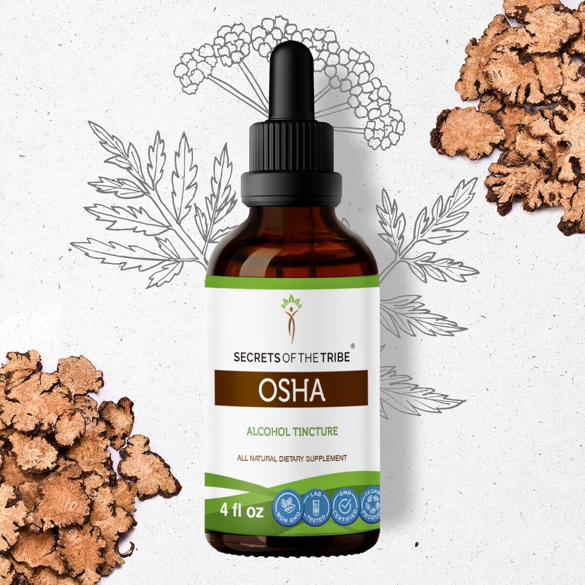 Secrets Of The Tribe Osha Tincture Dietary Supplement, Natural Herbal ...