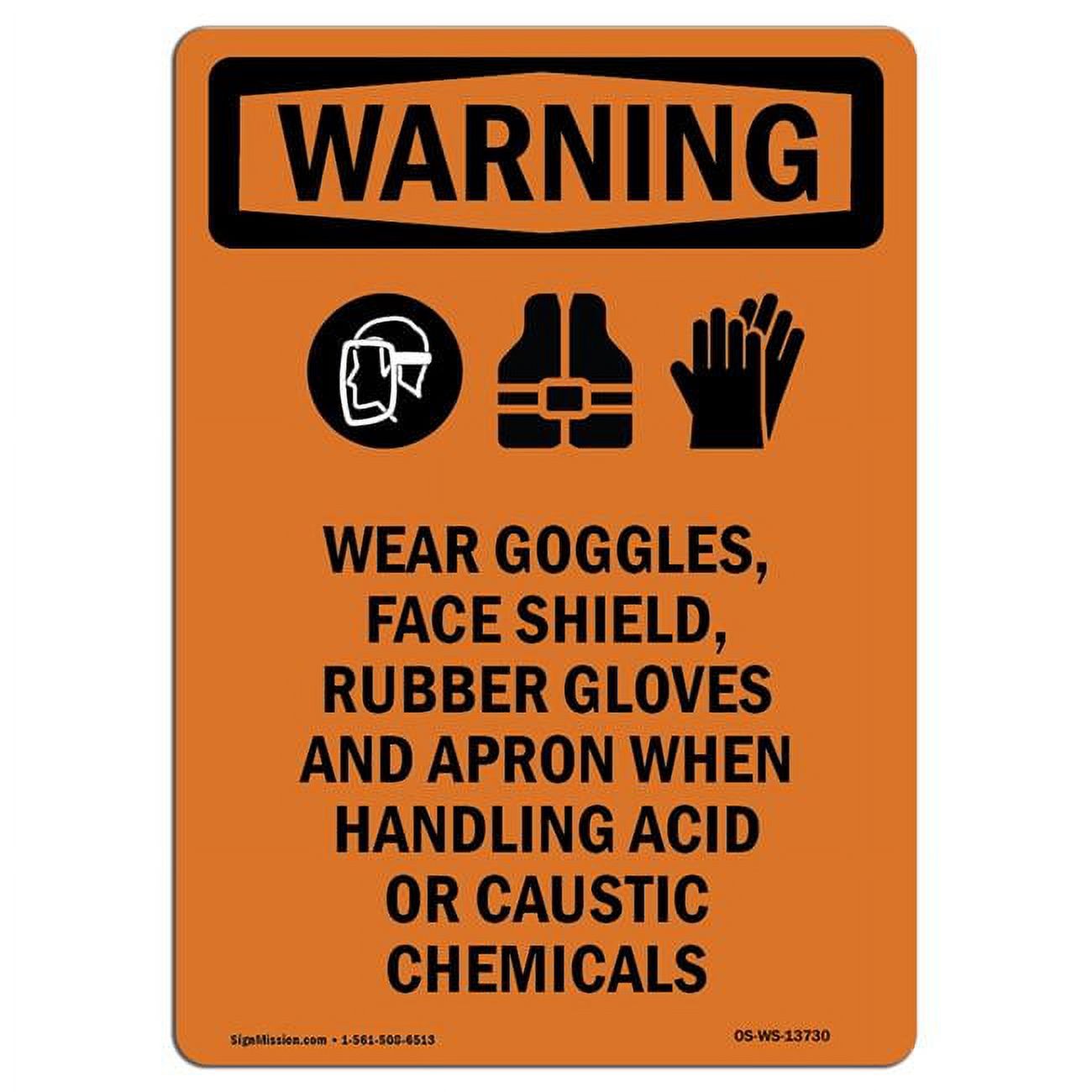 Osha Warning Sign - Wear Goggles , Face with Symbol - Walmart.com
